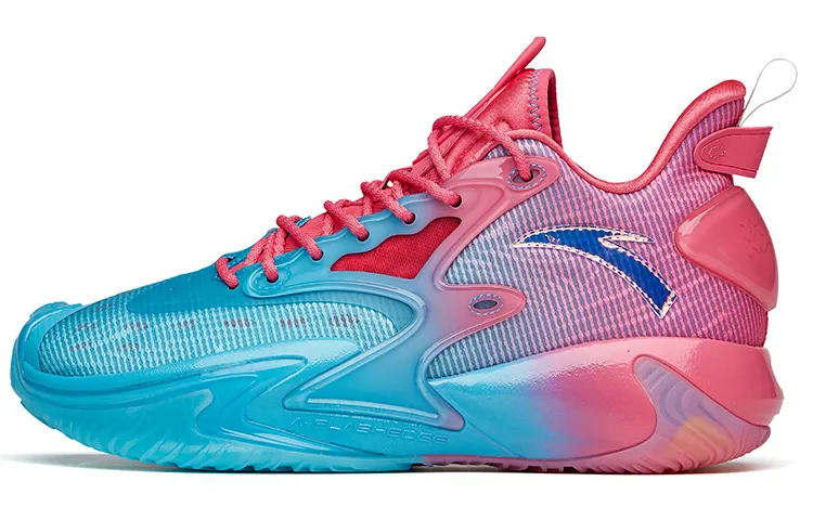 ANTA Frenzy 3 Pro Basketball Shoes Men Mid-Top Cyan Blue/Purple Red ...