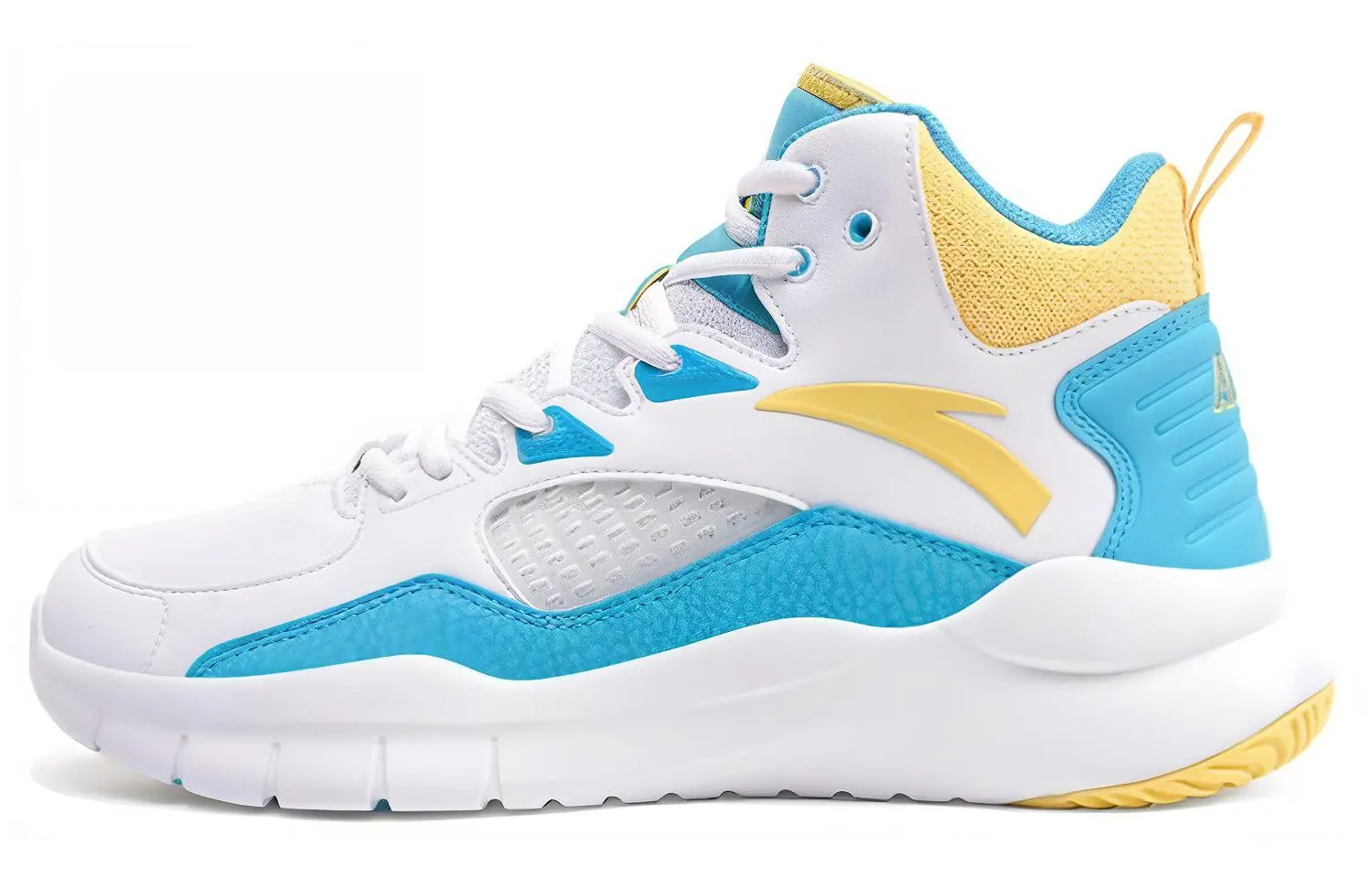 ANTA Star Trail 4 Basketball Shoes Men High-top White/Blue/Yellow US M 8.5