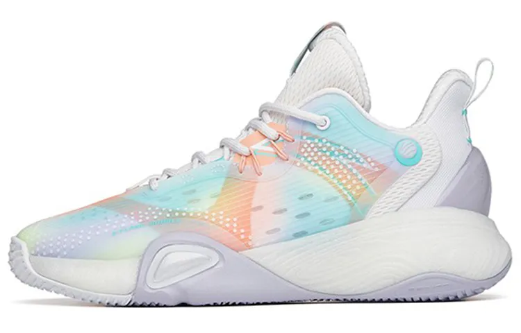 ANTA Bubble Bomb Basketball Shoes Men Low-Top Ivory White/Fluorescent ...