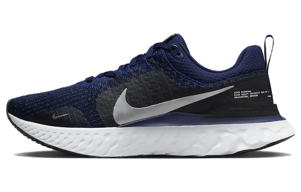 Nike React Infinity Run Flyknit 3 'College Navy Metallic Silver' - POIZON