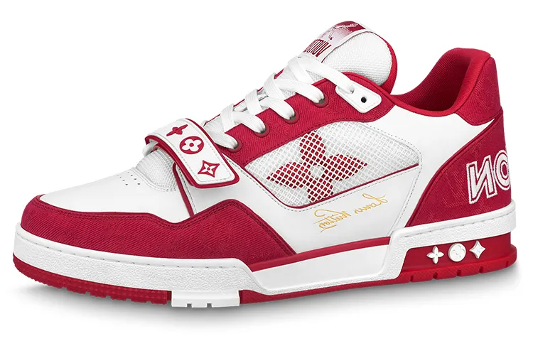 LOUIS VUITTON Trainer Red Monogram Denim - POIZON