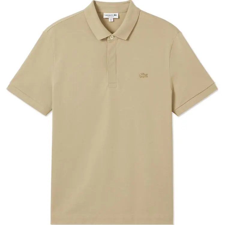 LACOSTE Polo Shirt Men 02S/Milk Coffee Color - POIZON