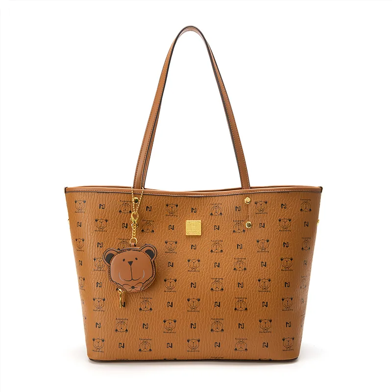 CLEVER& KETCH PU Tote Bag Shopping Bag Shoulder Bag Women's Brown/Beige ...