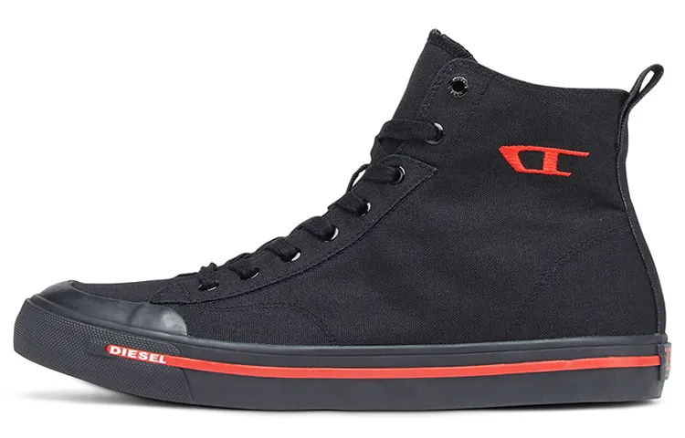 DIESEL High-Top Skateboard Shoes Men's Black - POIZON
