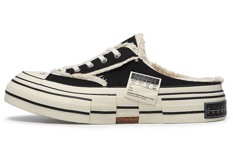XVESSEL Skateboard Shoes Unisex Low-Top Black/White - POIZON