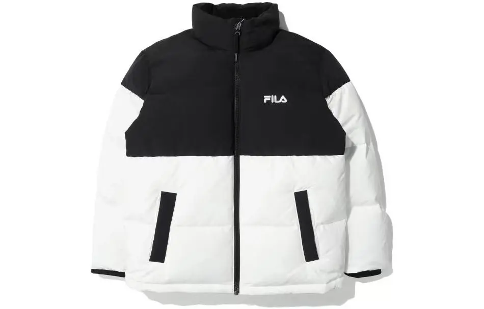 FILA Down Jacket Unisex Black And White - POIZON