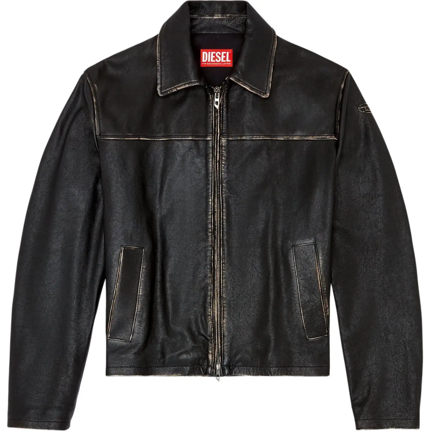 DIESEL L-Blixia Distressed Leather Jacket - POIZON