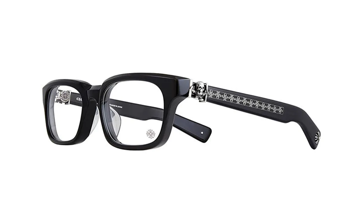 Chrome Hearts Plate and Metal Square Eyeglass Frames Unisex Black - POIZON