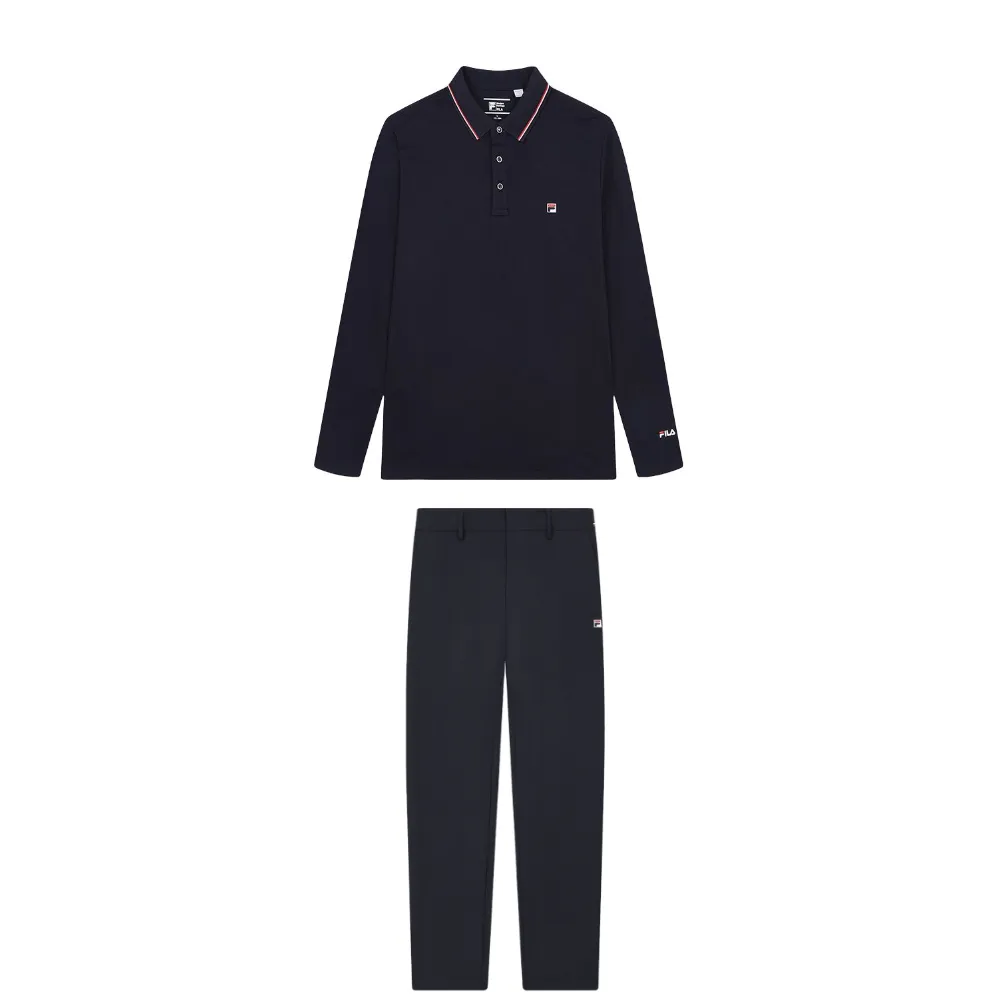 FILA Modern Casual Sportswear Men Set Legend Blue Top+Bottom - POIZON
