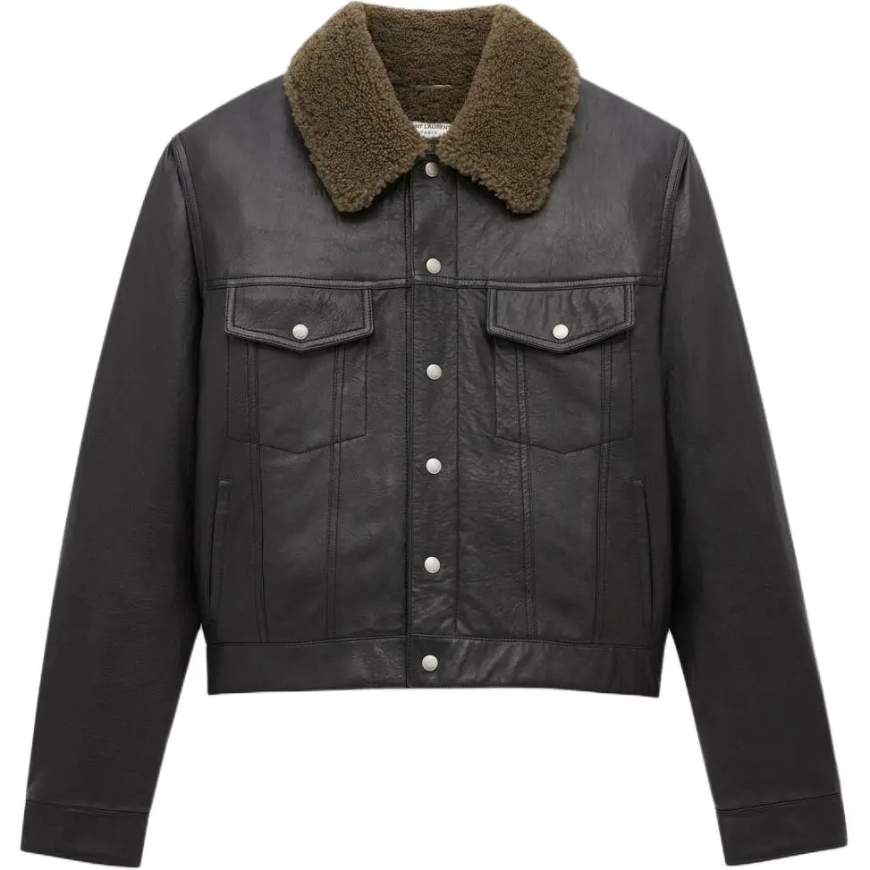 SAINT LAURENT Shearling-collar Detailing Jacket - POIZON
