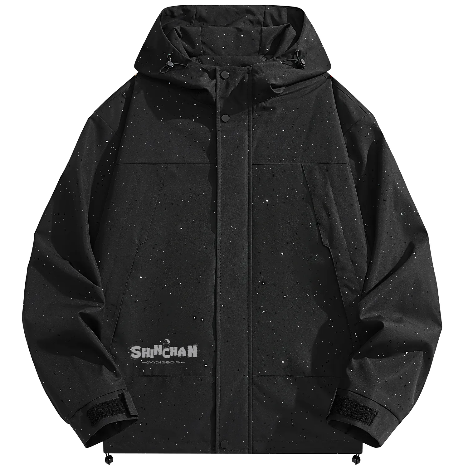 Crayon Shinchan Jacket Unisex Black Gold Foil - POIZON