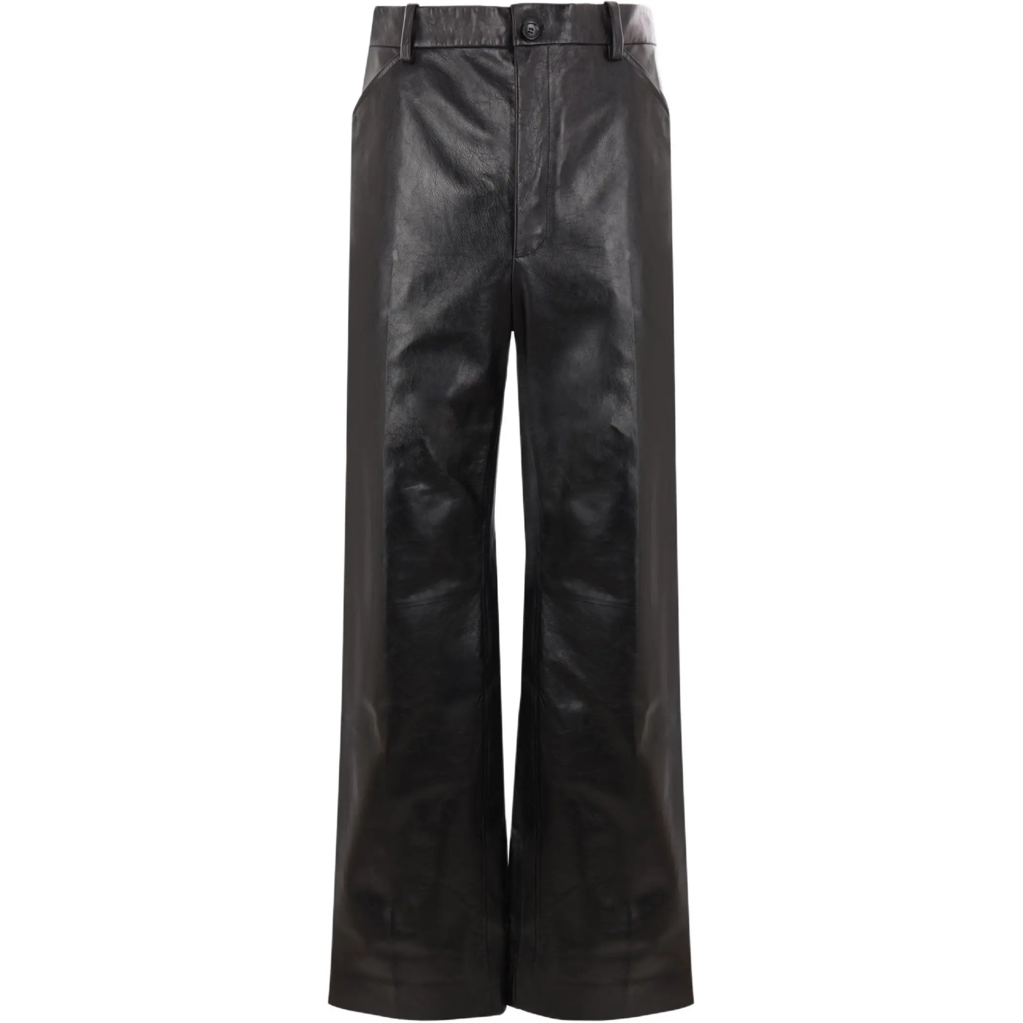 BALLY Leather Pants Men Black - POIZON