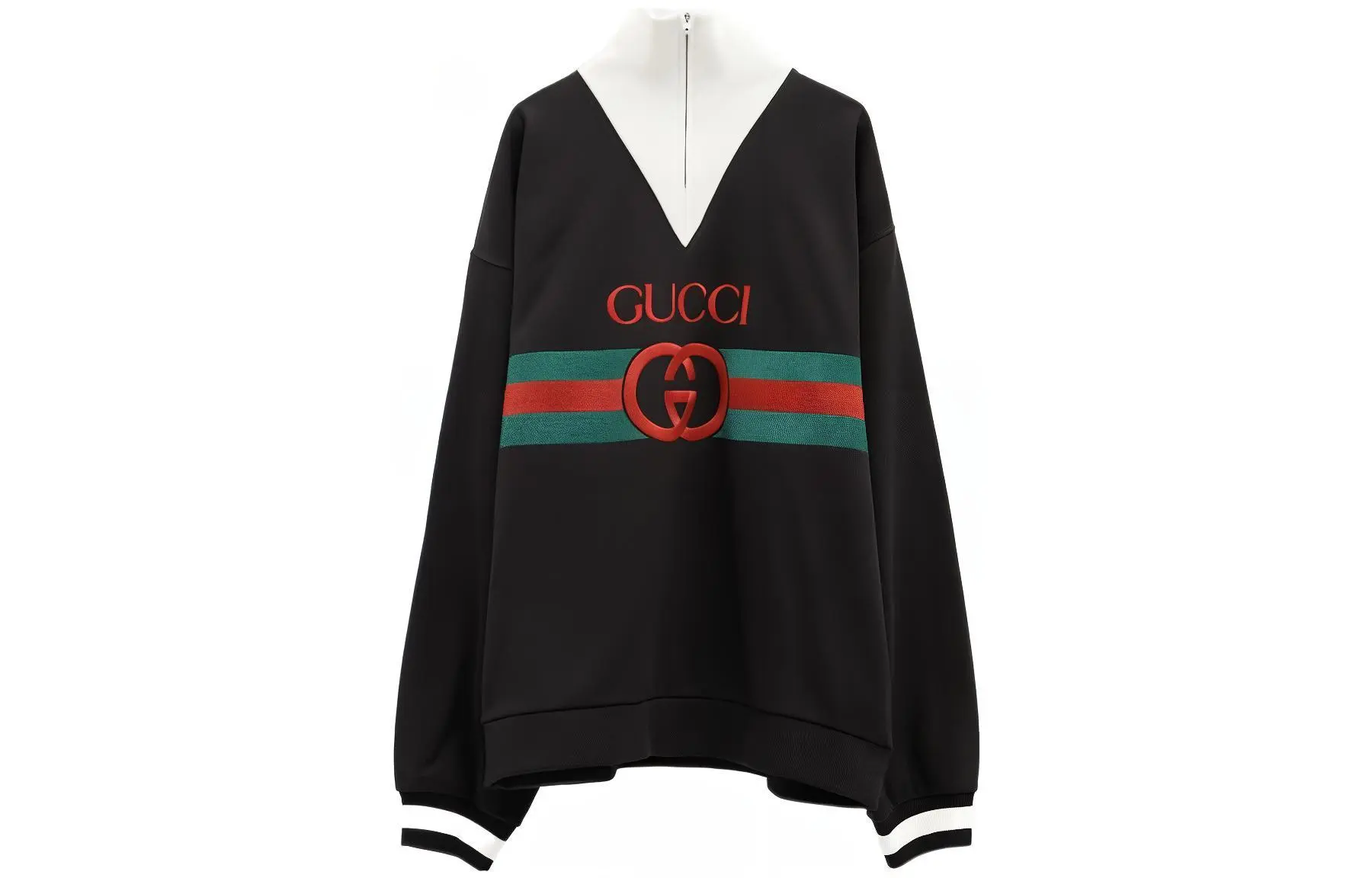 GUCCI Gg Logo Quarter-Zip Sweatshirt - POIZON