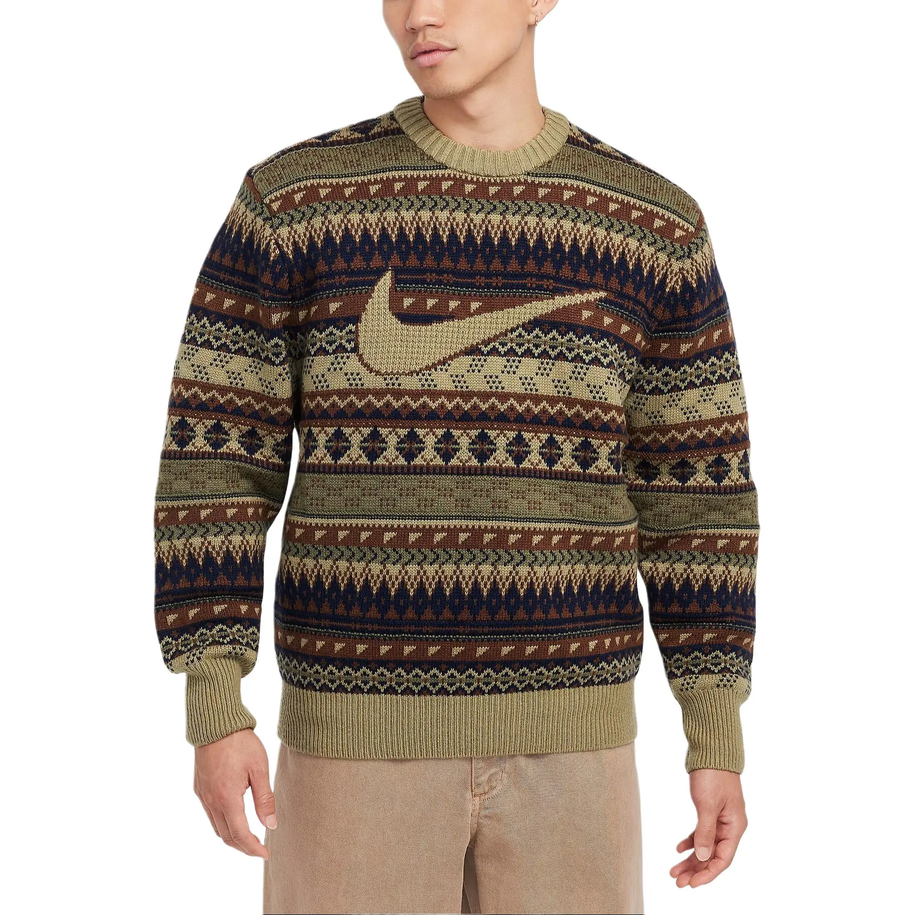 Nike Swoosh Sweaters Men Unisex Olive - POIZON