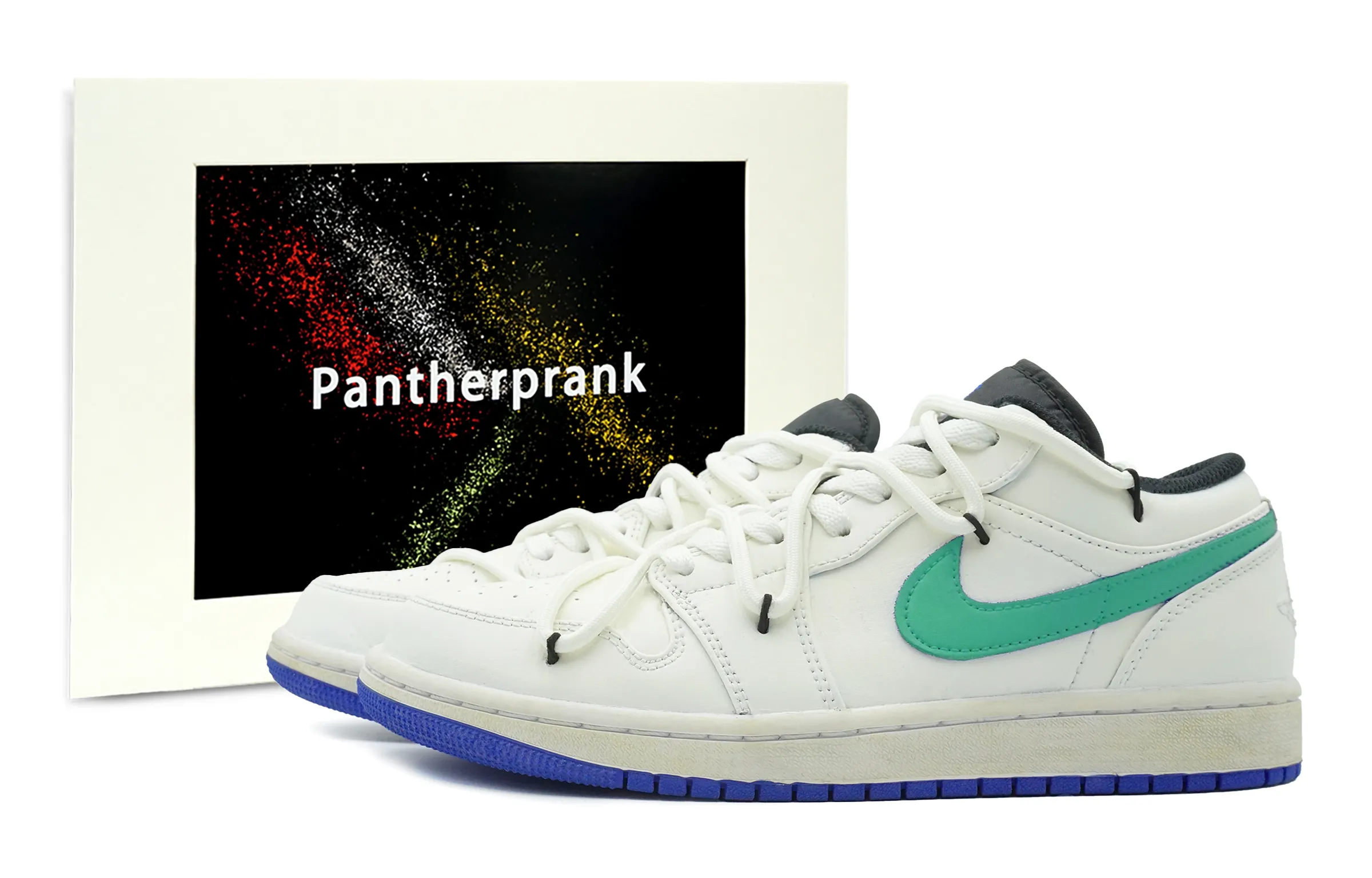Air Jordan 1 Vintage Basketball Shoes Men Low-Top Cyan/Green/White - POIZON
