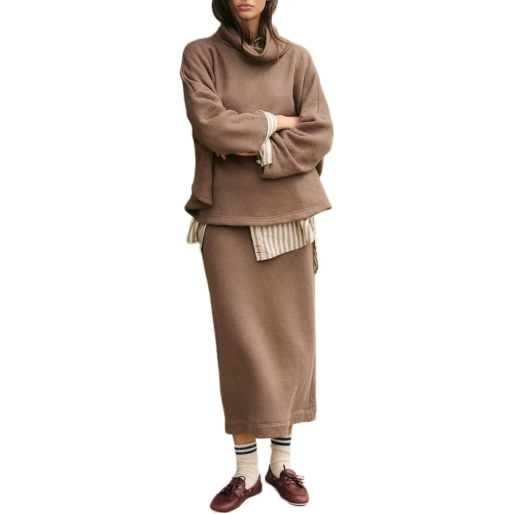 FREE PEOPLE Two Piece Skirt Sets Women's Dusted Cocoa/Light Cocoa - POIZON