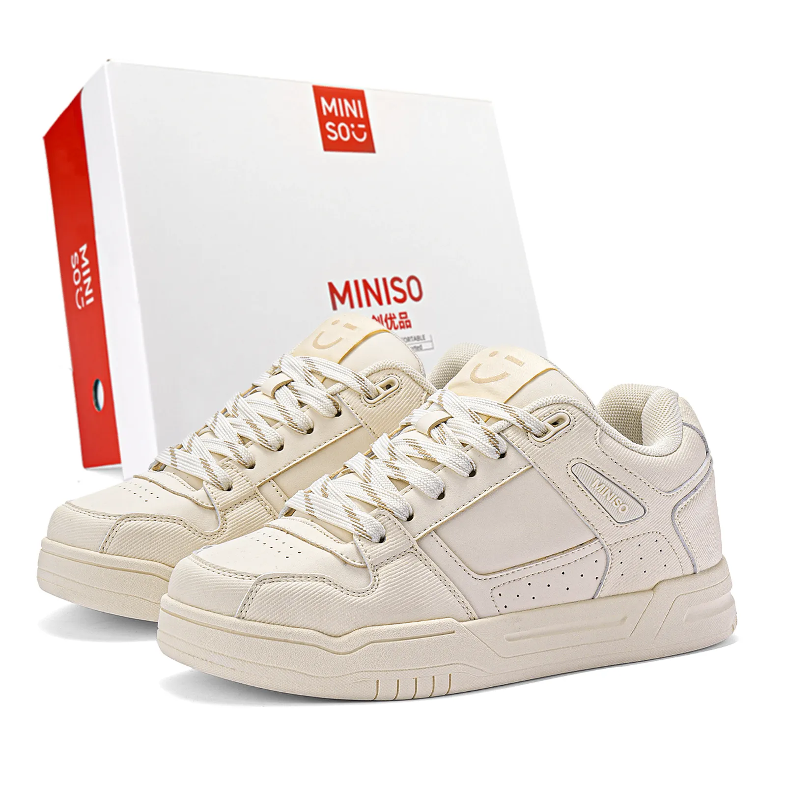 MINISO Genki M Series Skateboard Shoes Unisex Low-Top White Blue Pink ...