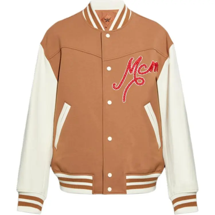 MCM Logo Embroidered Varsity Jacket - POIZON