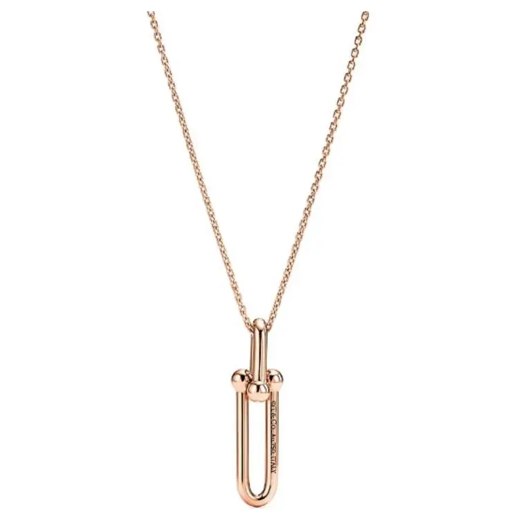 TIFFANY & CO.蒂芙尼 字母吊饰 18K玫瑰金 项链 女款 玫瑰金色 - POIZON