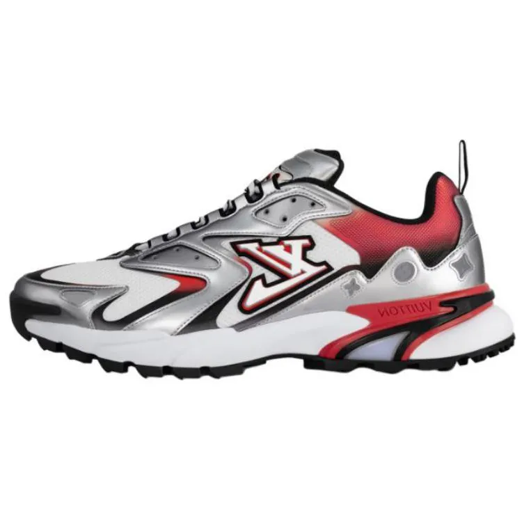 LOUIS VUITTON Runner Tatic Low Top Casual Shoes Men's Silver Red - POIZON