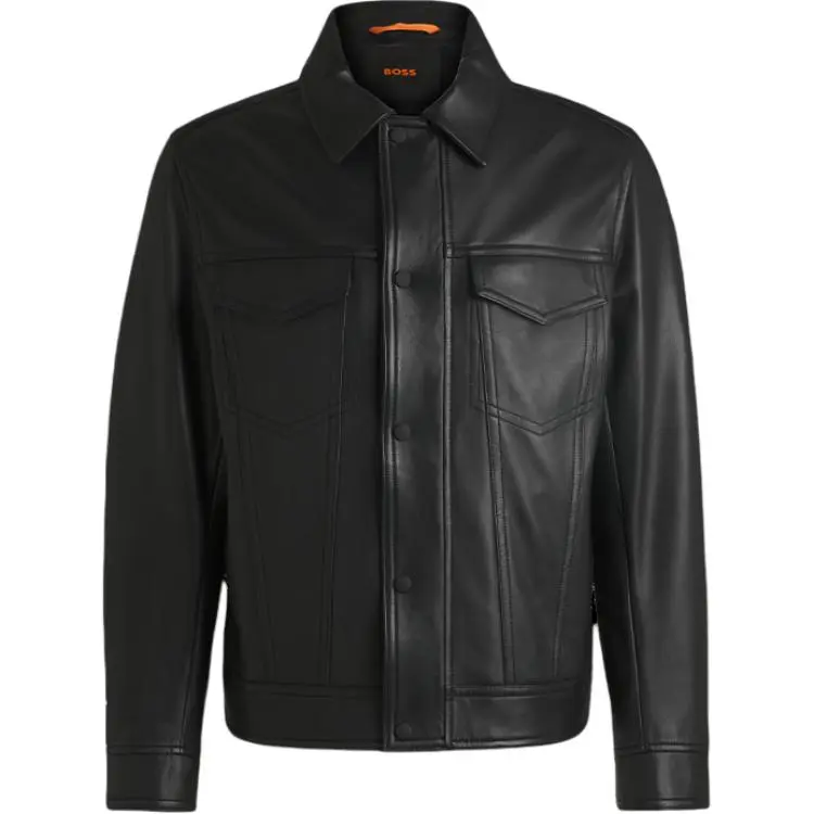 HUGO BOSS Leather Jackets Men Black - POIZON