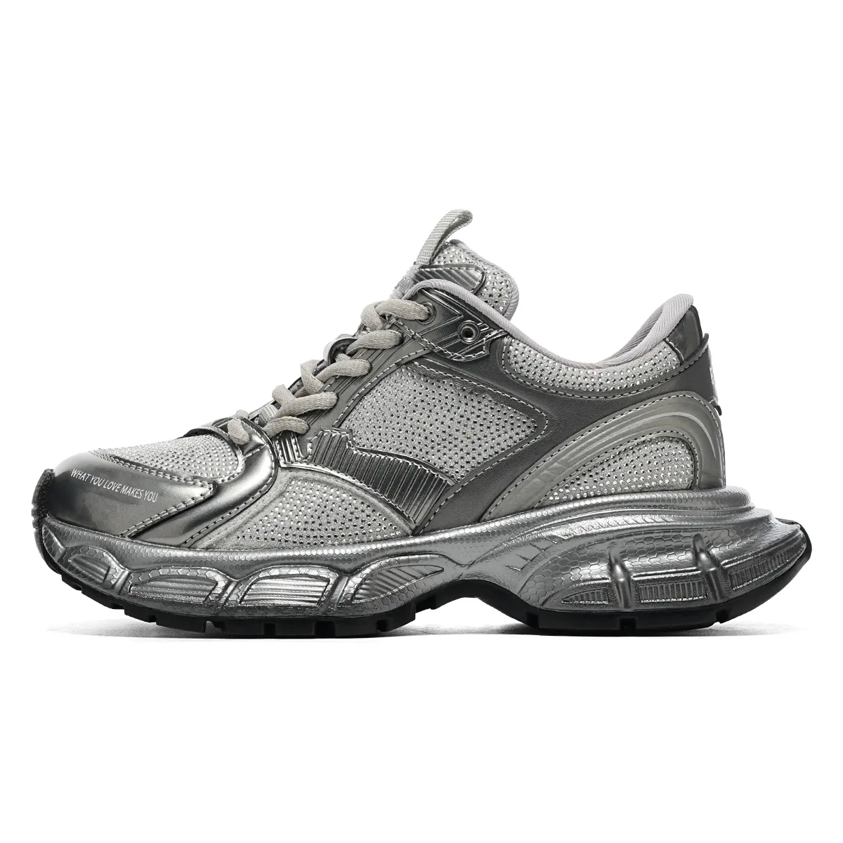EBLAN Chunky Sneakers Women's Low-Top Silver - POIZON