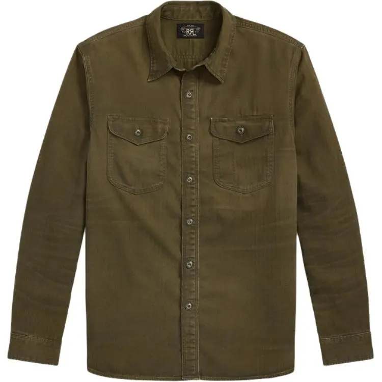 Double RL Shirts Men Dark Olive Green - POIZON
