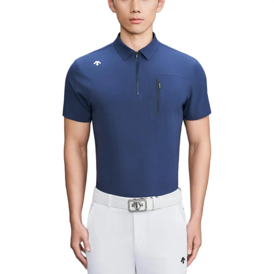 DESCENTE Golf FIELD Polo Shirts Men Navy Blue - POIZON