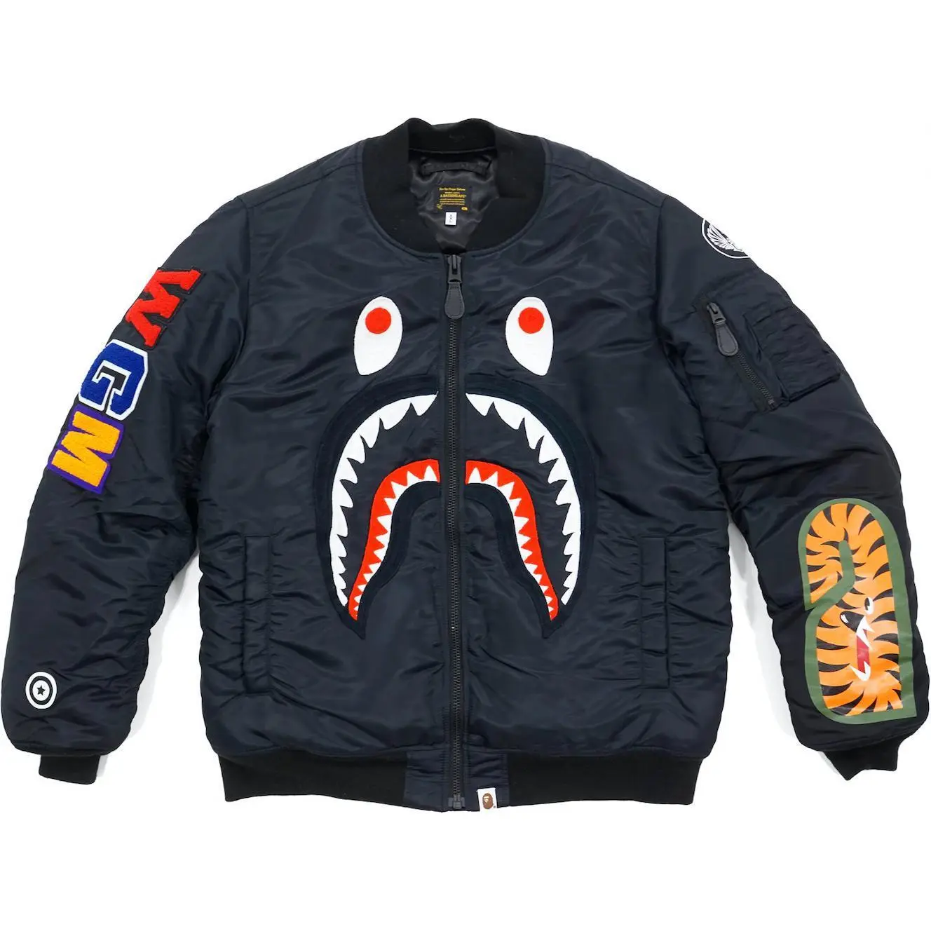A BATHING APE Front Facing Shark MA1 Bomber Flight Jacket - POIZON