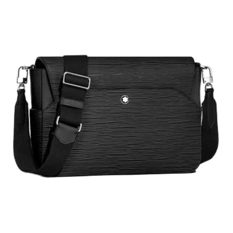 MONTBLANC Leather Messenger Bag Crossbody Bag Shoulder Bag Men's Black ...