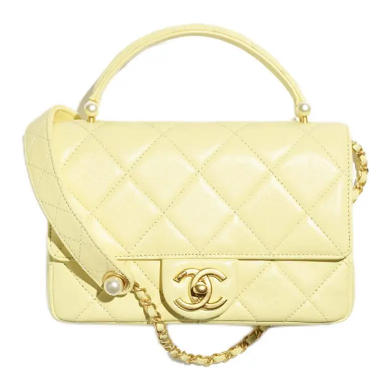 CHANEL Lambskin One Shoulder Handbags Mini Women's Light Yellow - POIZON