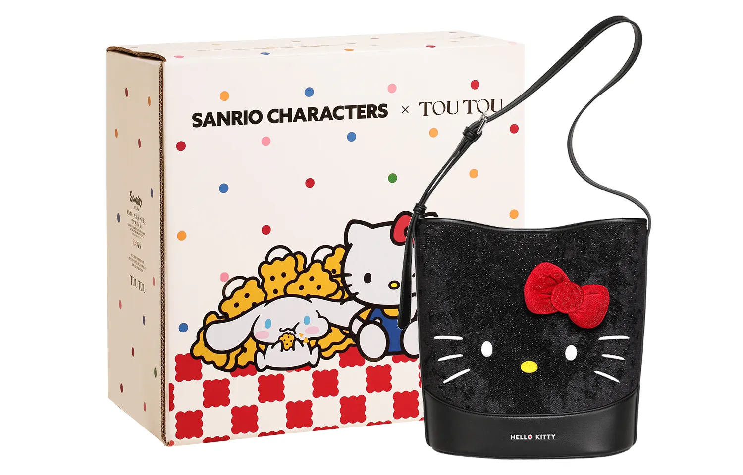 Sanrio X TOUTOU Hello Kitty Shoulder Bags Black - POIZON
