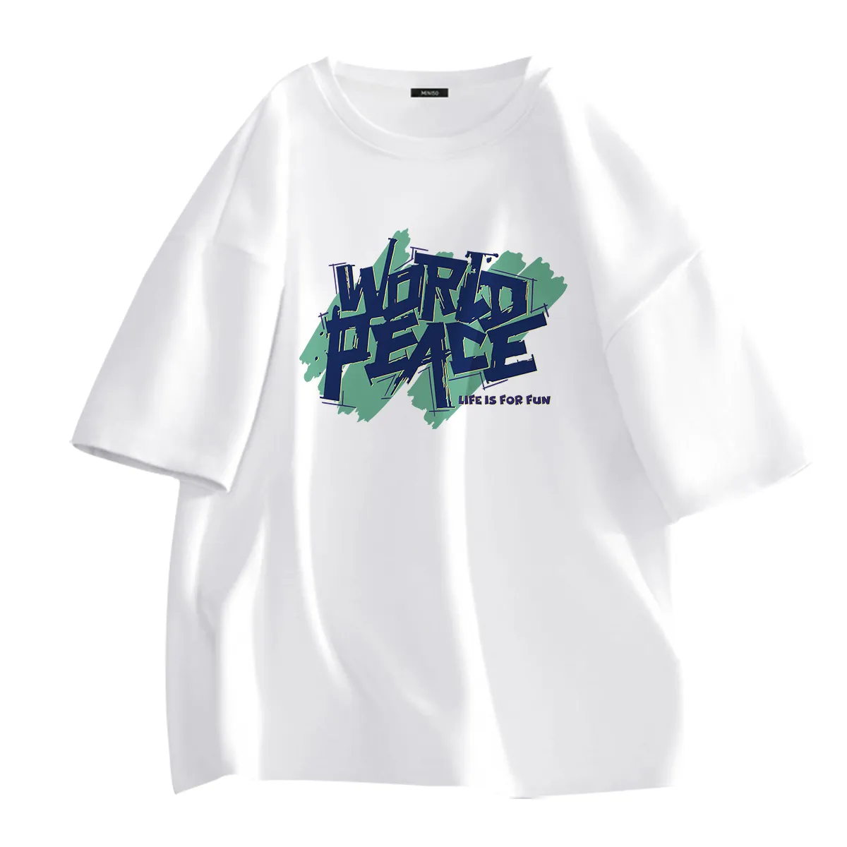 MINISO T-Shirts Unisex White (with Graffiti Font) M - POIZON