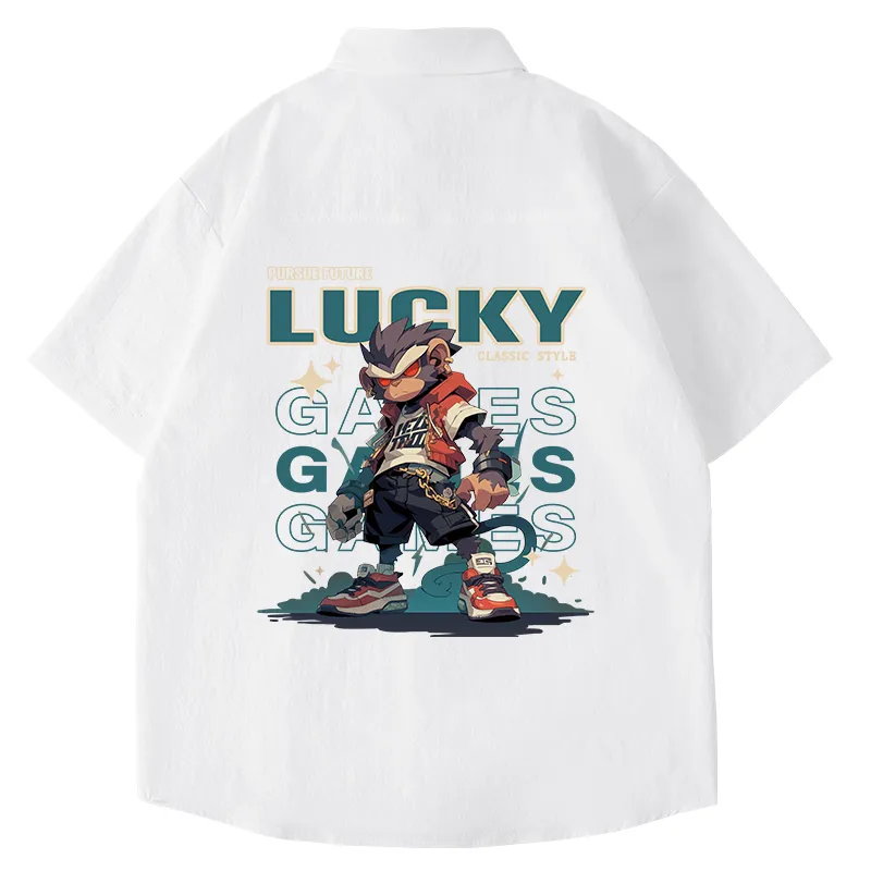 MINISO Shirts Unisex Black (B Good Luck Gaming Back Label) 5XL - POIZON