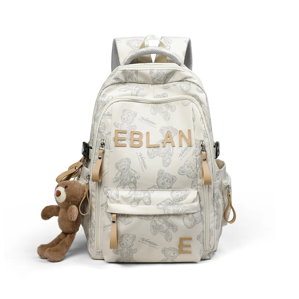 EBLAN Fabric Backpack Unisex Ecru/Black - POIZON