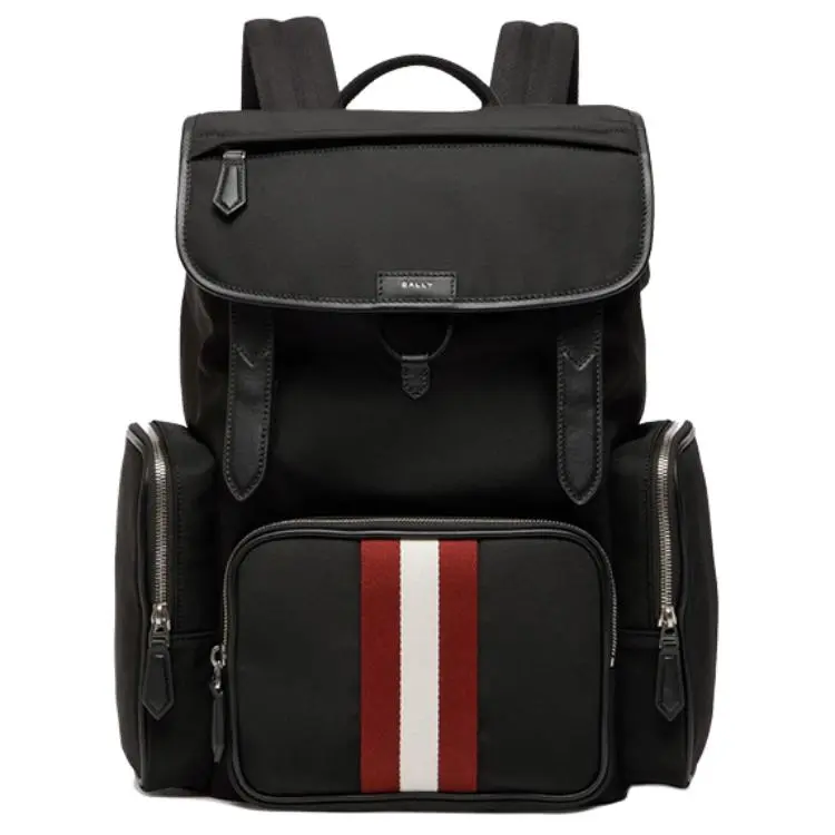 BALLY Fabric With Cow Leather Backpack Large Size Men's Black ...