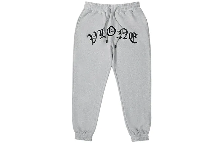 VLONE Gothic Alphabet Series Knitted Sweatpants Unisex Gray Black - POIZON
