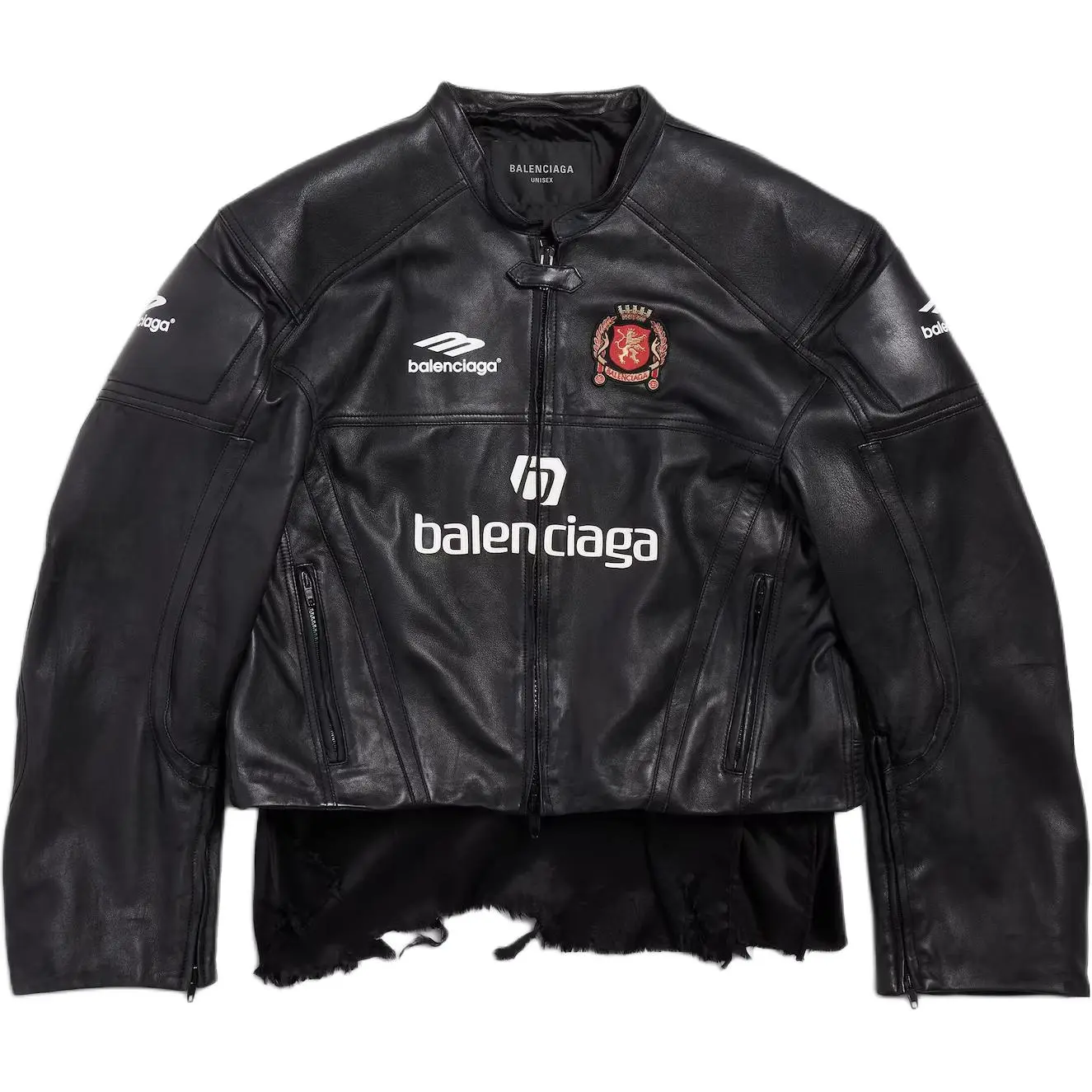 Balenciaga Leather Jacket Loose Fit Men's Black - POIZON