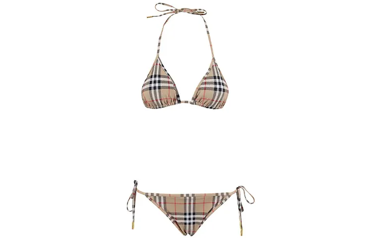Burberry Women's Vintage Check Triangle Bikini Archive Beige - POIZON