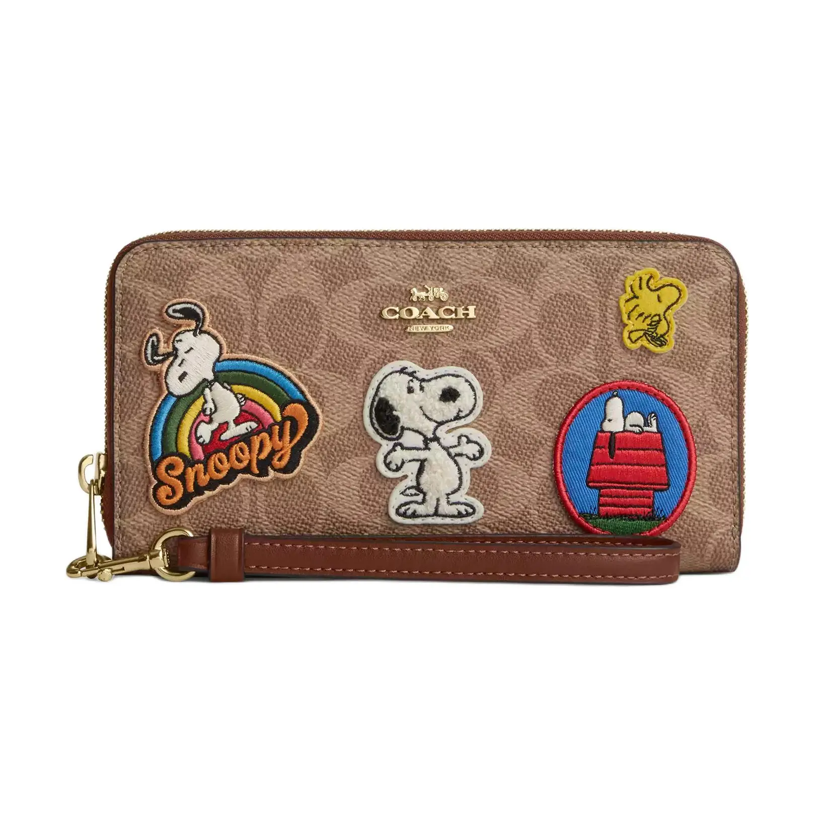 COACH PEANUTS Collaboration Zip Around Coated Canvas Wallet Trumpets ...