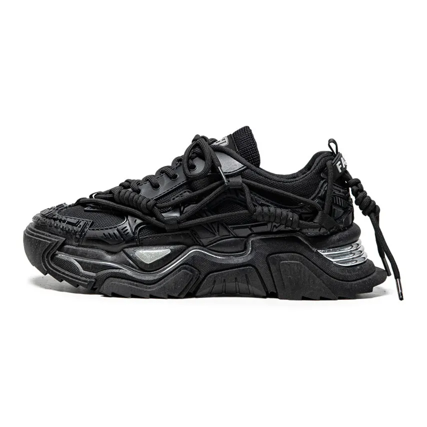HACKBUTEER Cyber Collection Black Warrior Low Top Chunky Sneakers ...