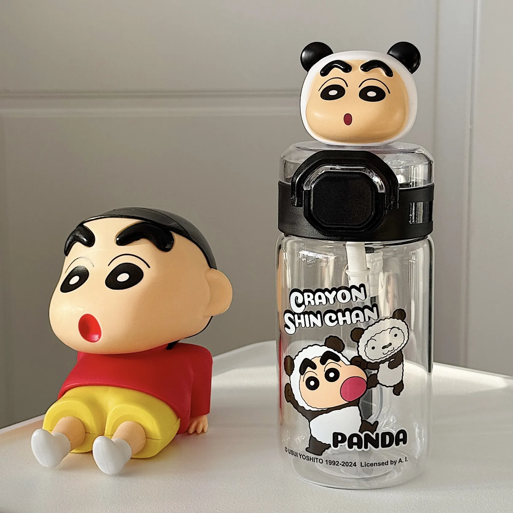 Cute Bunny x Crayon Shinchan Double-Drinking Glass Cup Borosilicate ...