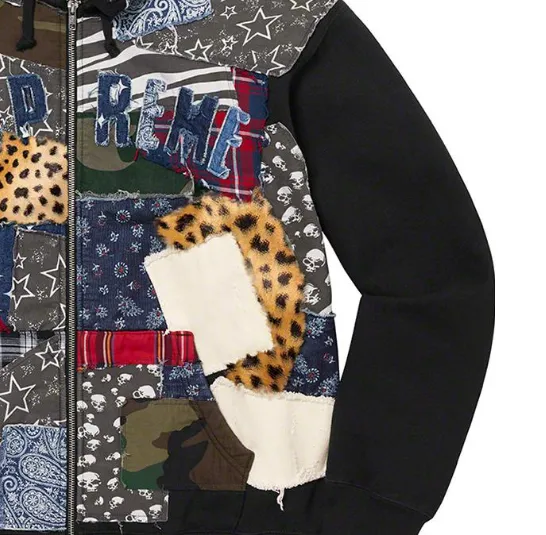 Supreme Patchwork Zip Up Hooded Sweatshirt L - POIZON Supreme Patchwork Zip Up Hooded Sweatshirt L - POIZON